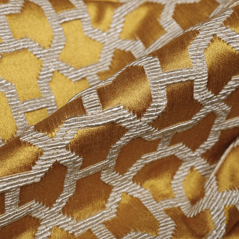 Maud Textured Pattern Fabric, Primrose Yellow - Tackler London
